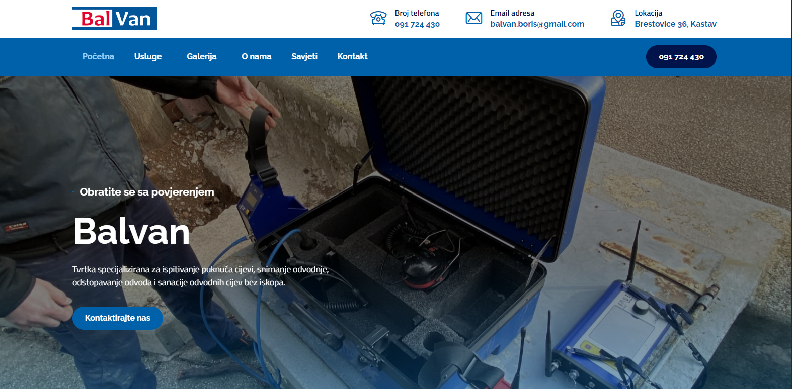 Kontakt - Balvan - Ispitivanje puknuća cijevi, snimanje odvodnje ...